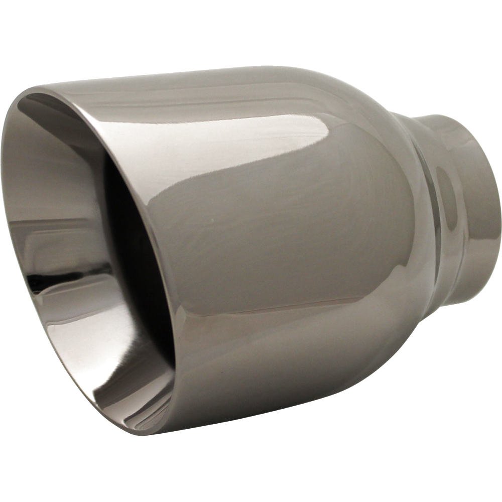 Exhaust Tip - 3" Inch (In) 4" Inch Out 130mm Long (Black Chrome - Angl